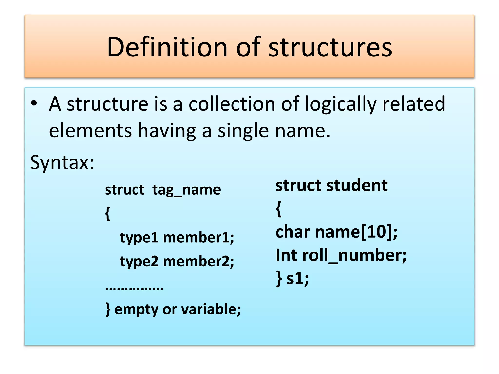 structures in C and Union in C, enumerated datatype | PPTX