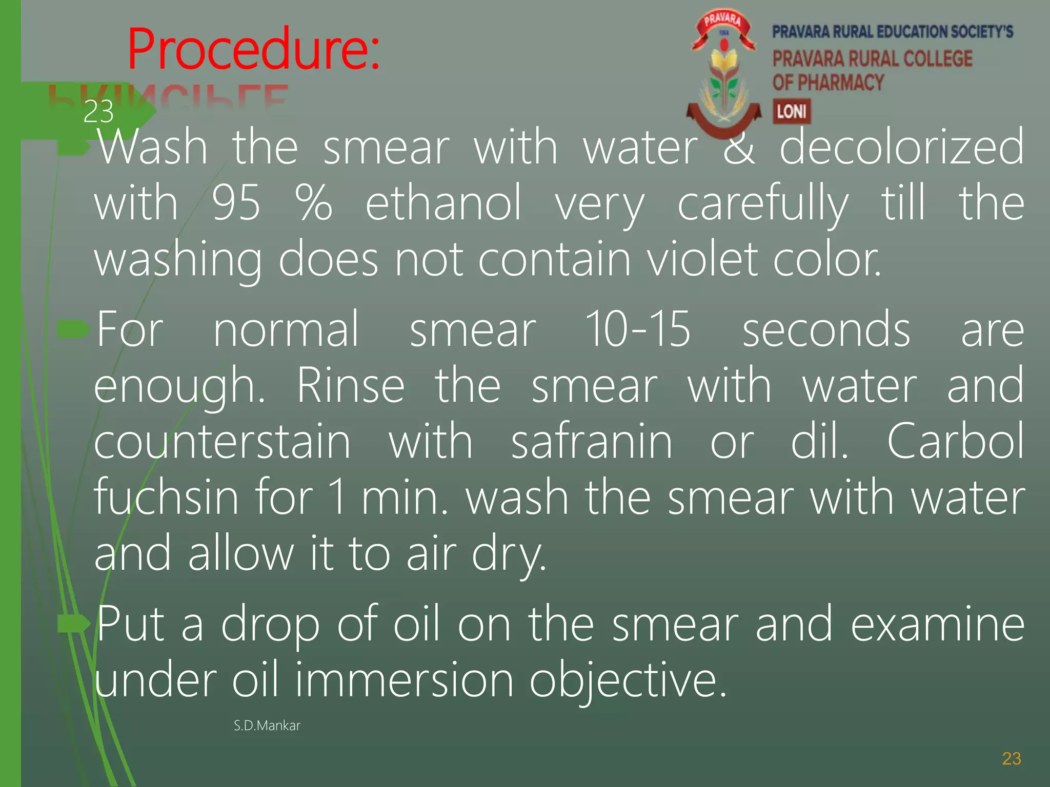 Identification of bacteria by using different staining techniques like ...