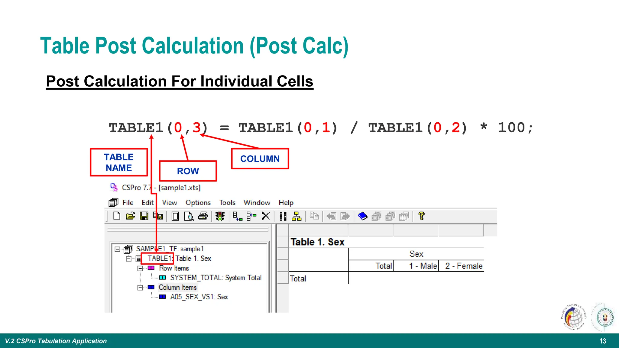 V.6 CSPro Tabulation Application_Creating Tables with PostCalc Application.pptx