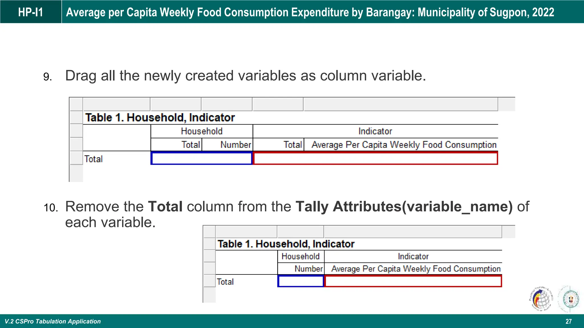 V.6 CSPro Tabulation Application_Creating Tables with PostCalc ...