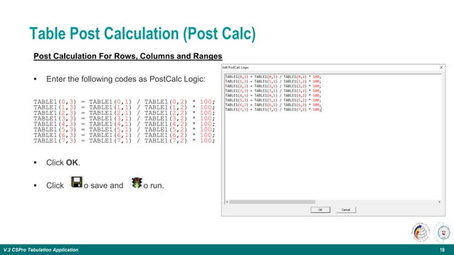 V.6 CSPro Tabulation Application_Creating Tables with PostCalc Application.pptx