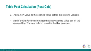 V.6 CSPro Tabulation Application_Creating Tables with PostCalc Application.pptx