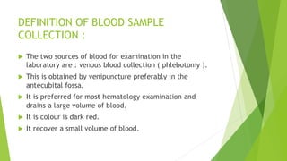 Clinical laboratory technology - Blood sample collection | PDF | Blood ...