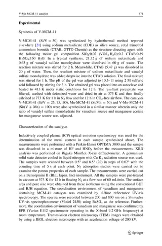 V mn-mcm-41 catalyst for the vapor phase oxidation of o-xylene | PDF