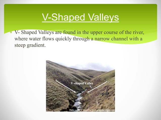 V shaped valleys and interlocking spurs | PPTX | Geology | Science