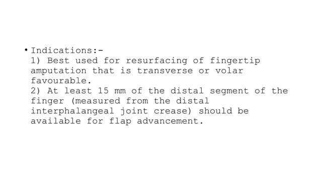 V Y Advancement Flap For Fingertip Amputations Ppt