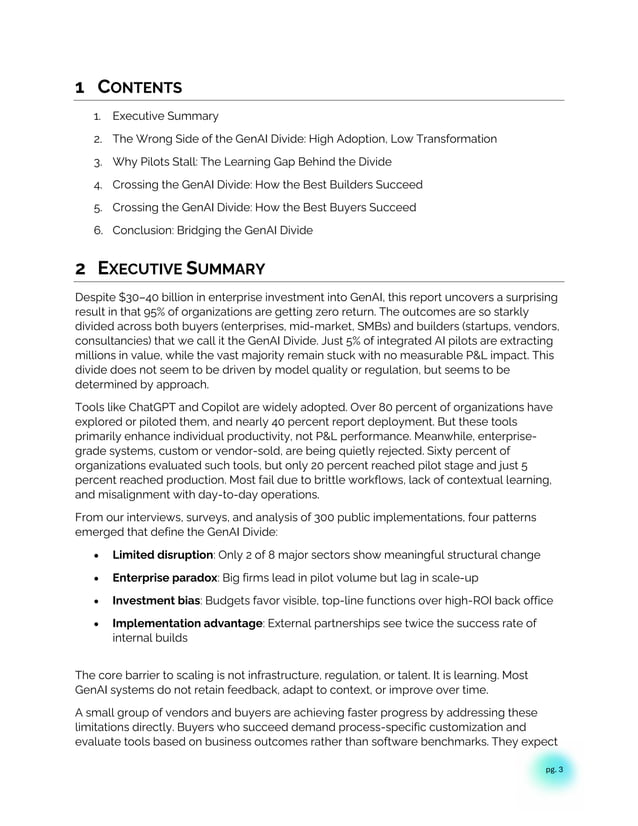 State of AI in Business 2025 - MIT NANDA | PDF