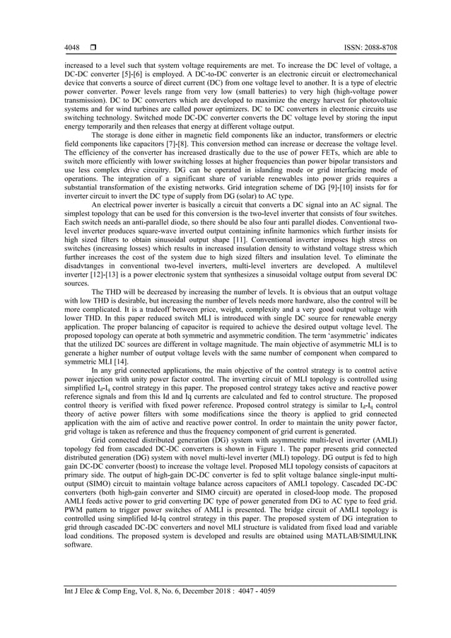 Grid Connected Distributed Generation System With High Voltage Gain Cascaded Dc Dc Converter Fed