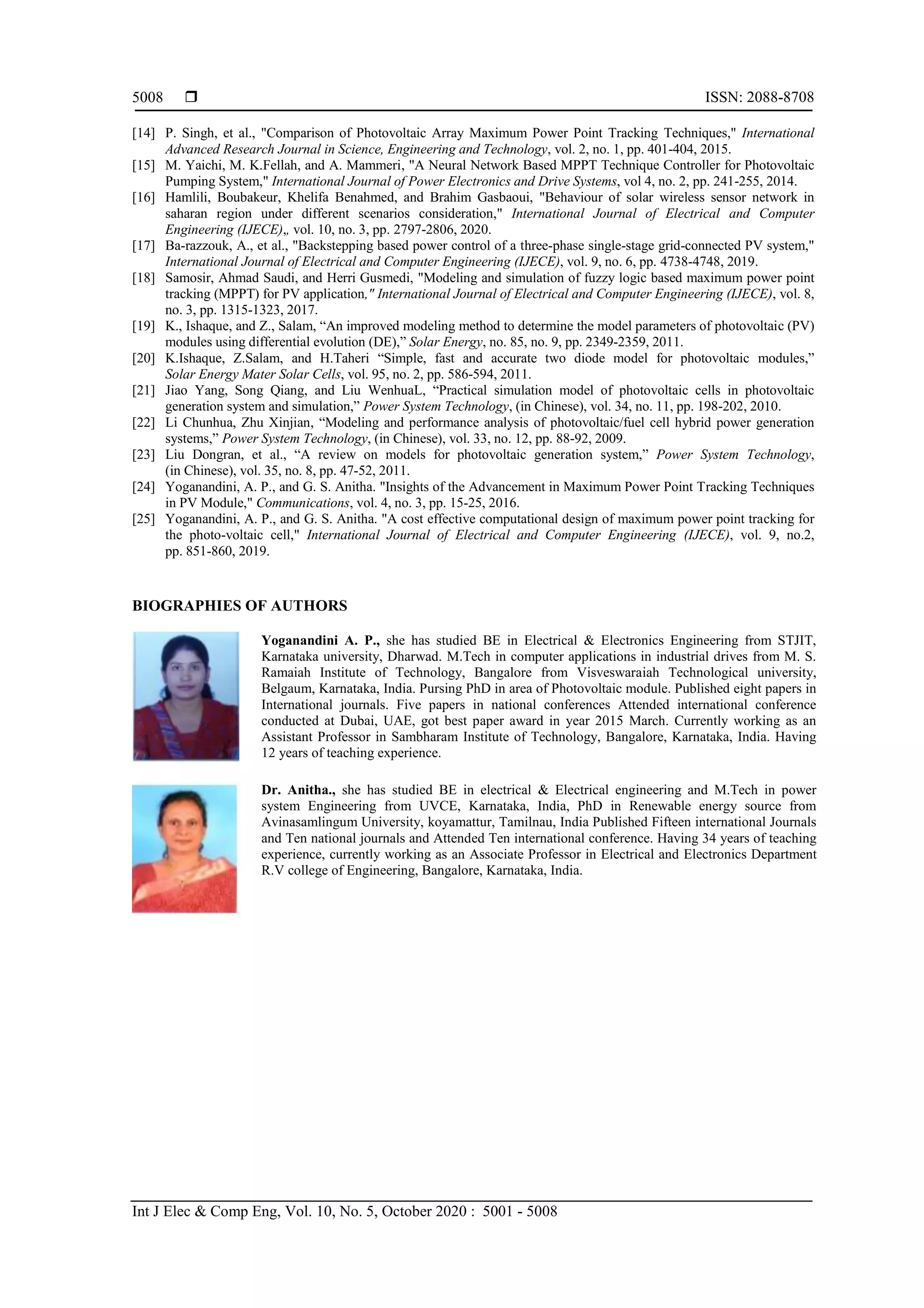 A Modified Particle Swarm Optimization Algorithm To Enhance Mppt In The
