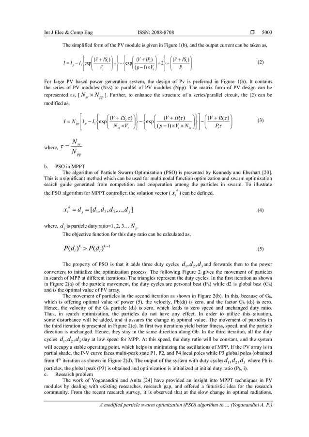 A Modified Particle Swarm Optimization Algorithm To Enhance Mppt In The