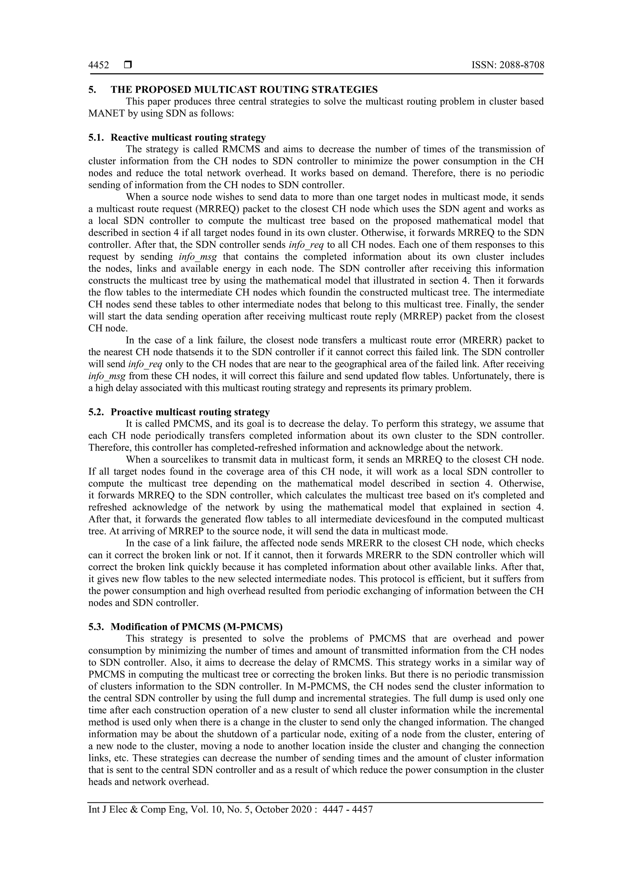 Multicast Routing Strategy For Sdn Cluster Based Manet Pdf