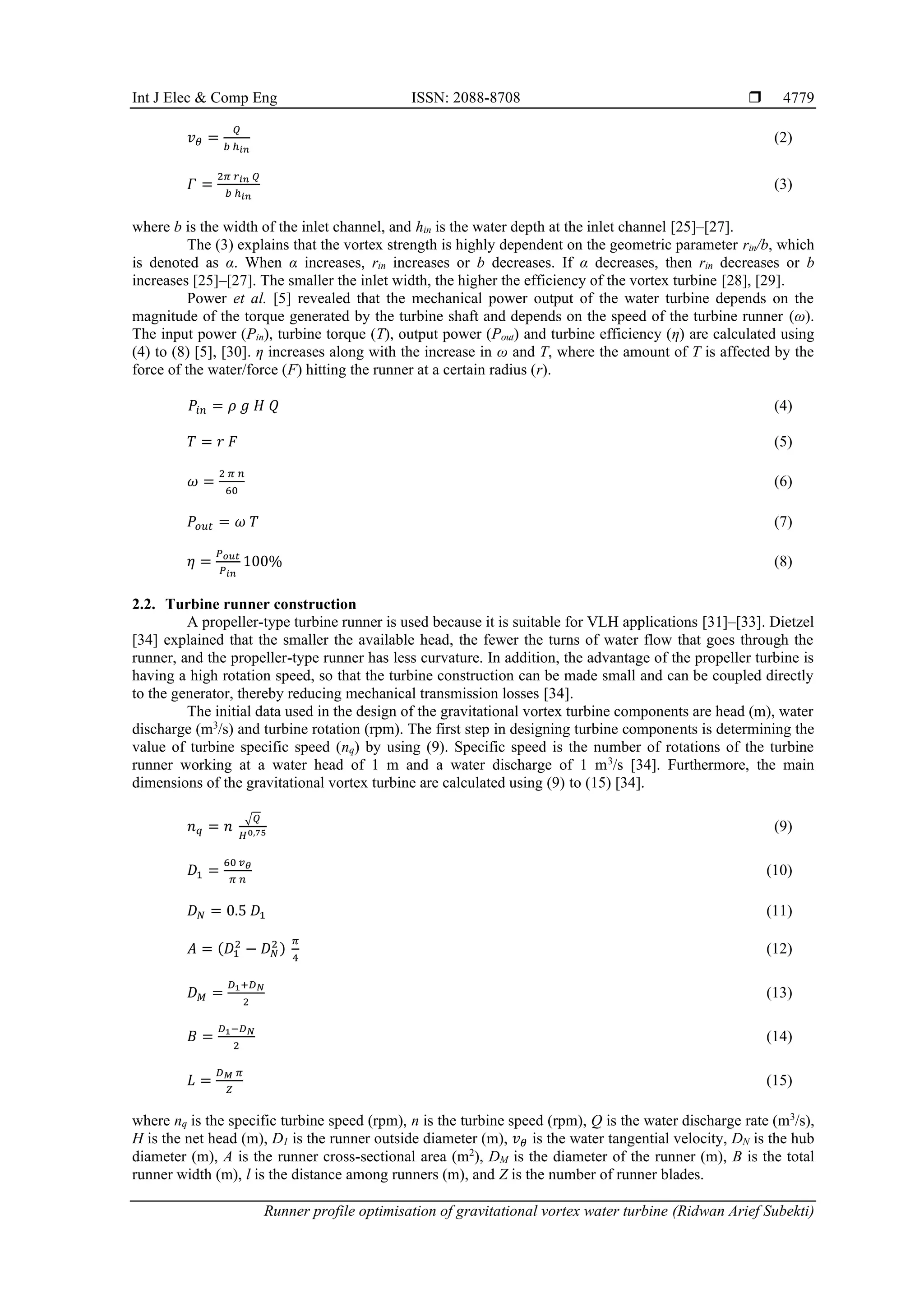 Runner profile optimisation of gravitational vortex water turbine | PDF