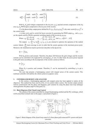 Integral Backstepping Control for Maximum Power Point Tracking and Unity Power Factor of a Three ...