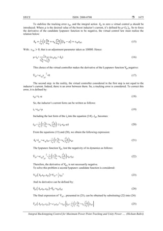 Integral Backstepping Control for Maximum Power Point Tracking and Unity Power Factor of a Three ...