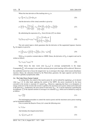 Integral Backstepping Control for Maximum Power Point Tracking and Unity Power Factor of a Three ...