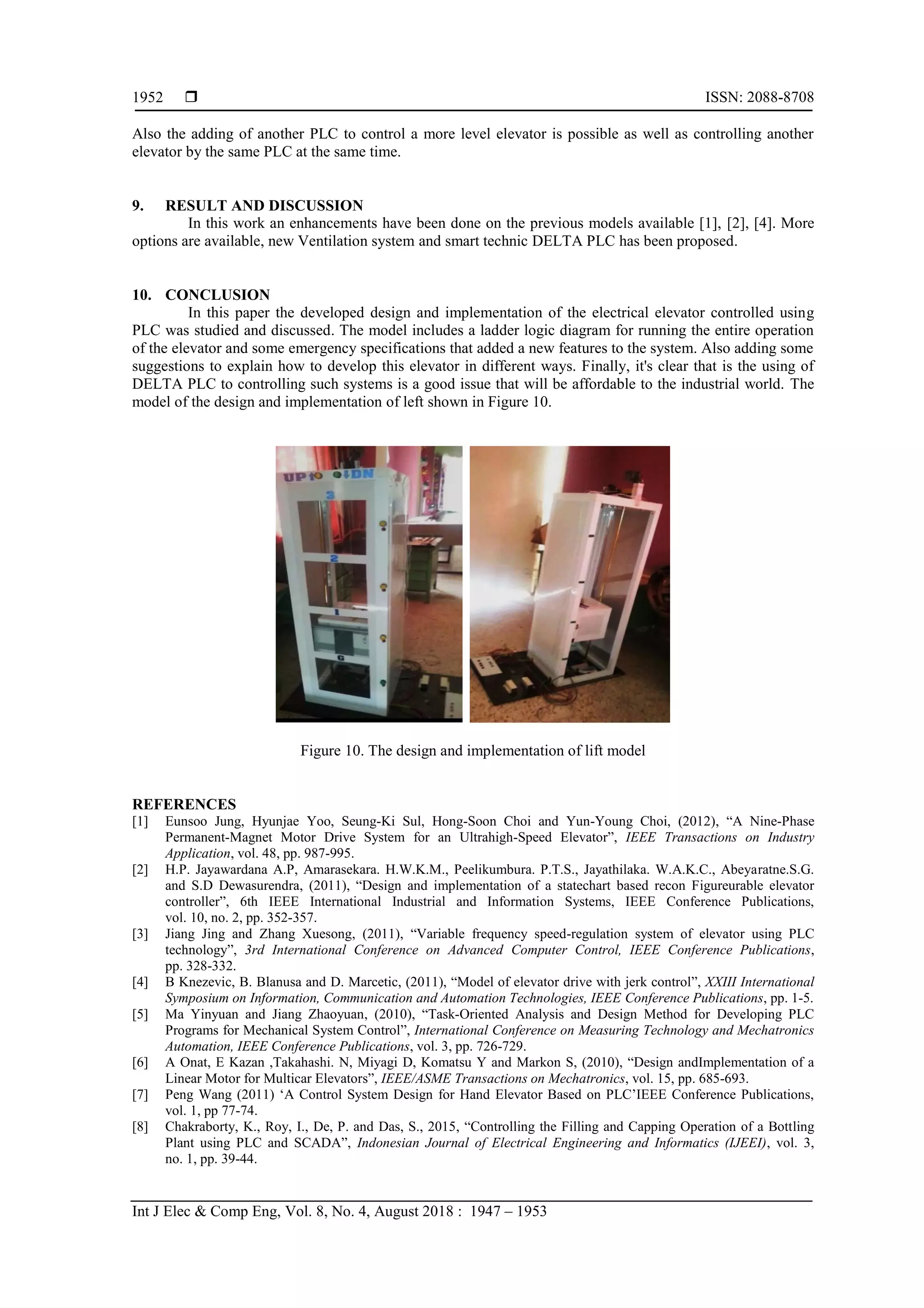 Design and Implementation of an Electrical Lift Controlled using PLC ...