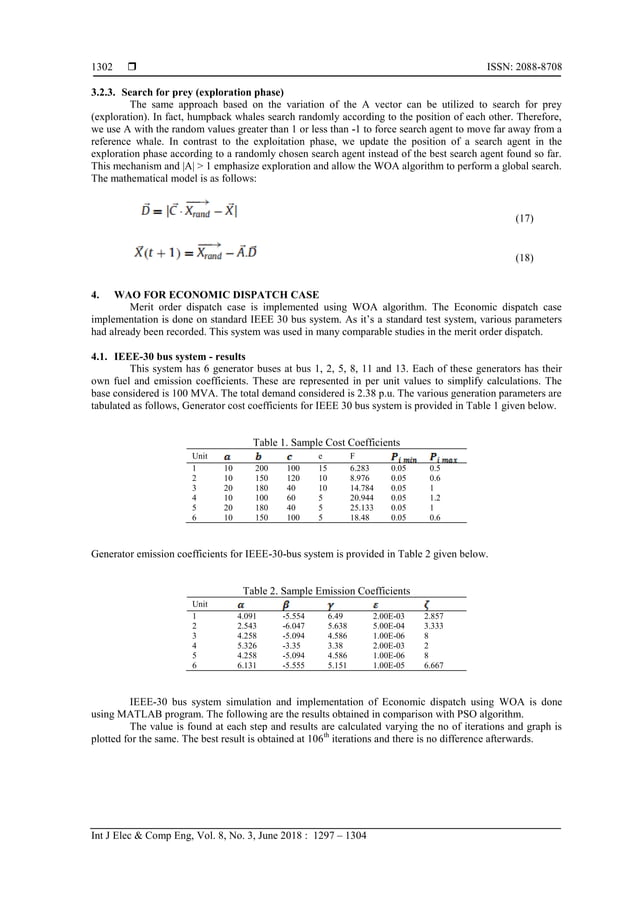 Economic and Emission Dispatch using Whale Optimization Algorithm (WOA) | PDF