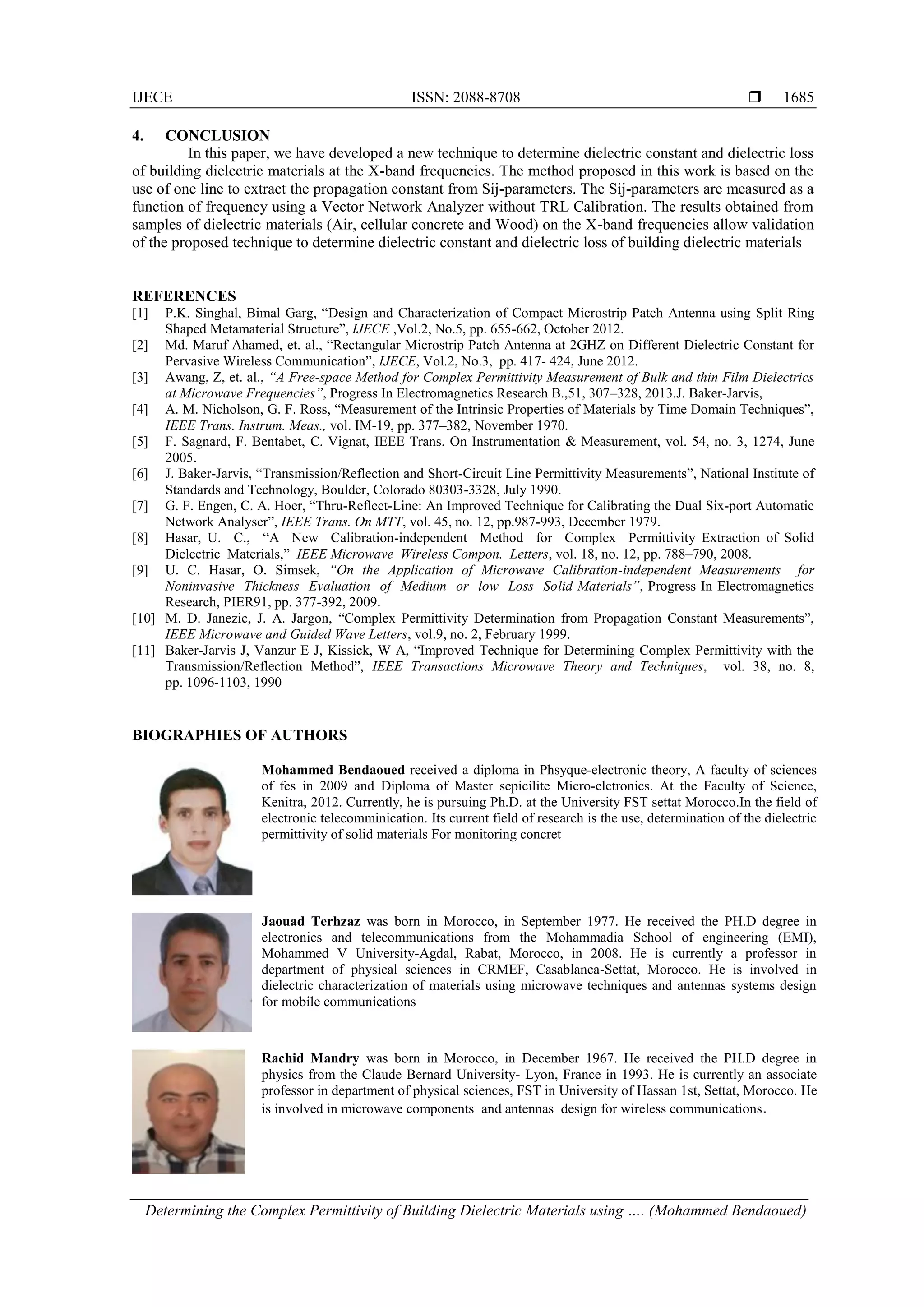 Determining The Complex Permittivity Of Building Dielectric Materials Using A Propagation