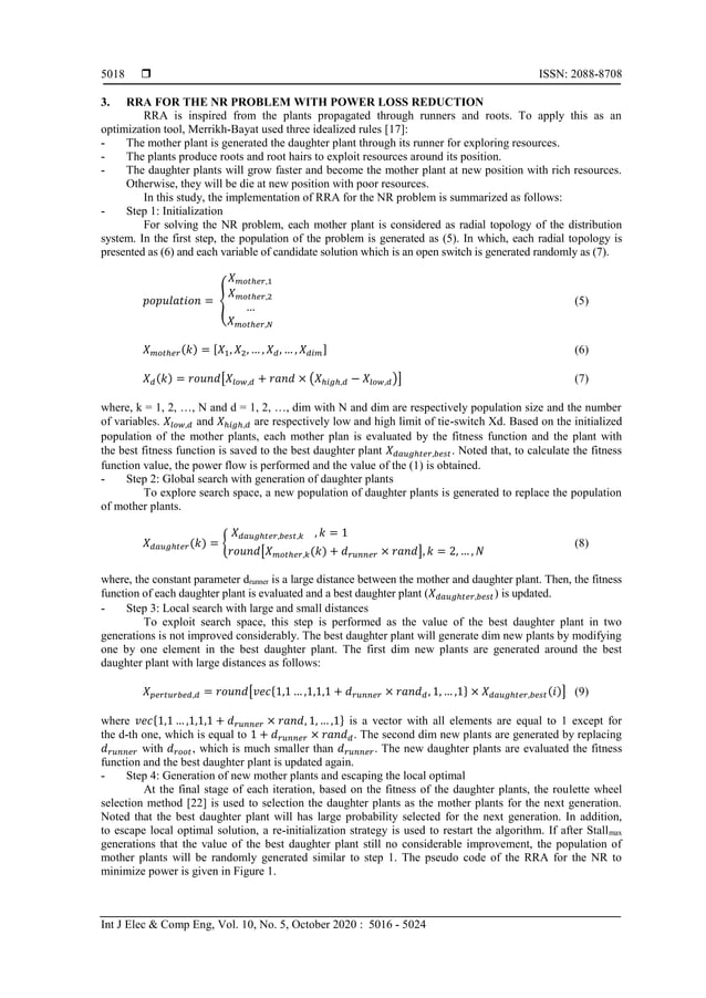 Electric Distribution Network Reconfiguration For Power Loss Reduction Based On Runner Root