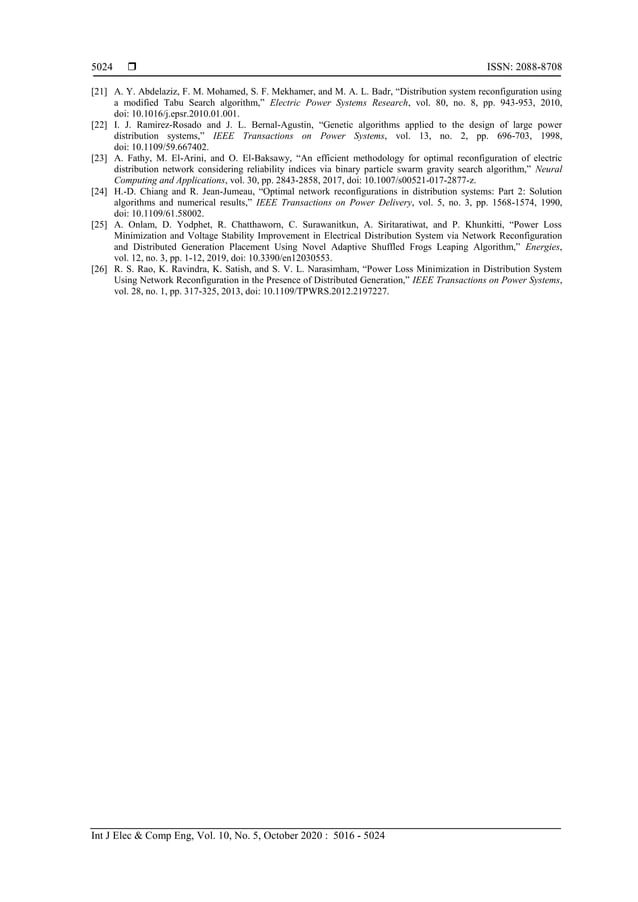 Electric Distribution Network Reconfiguration For Power Loss Reduction Based On Runner Root