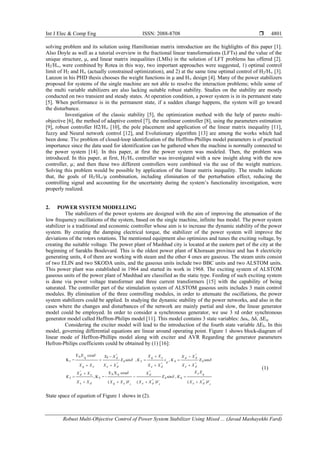 Robust Multi-Objective Control of Power System Stabilizer Using Mixed H ...
