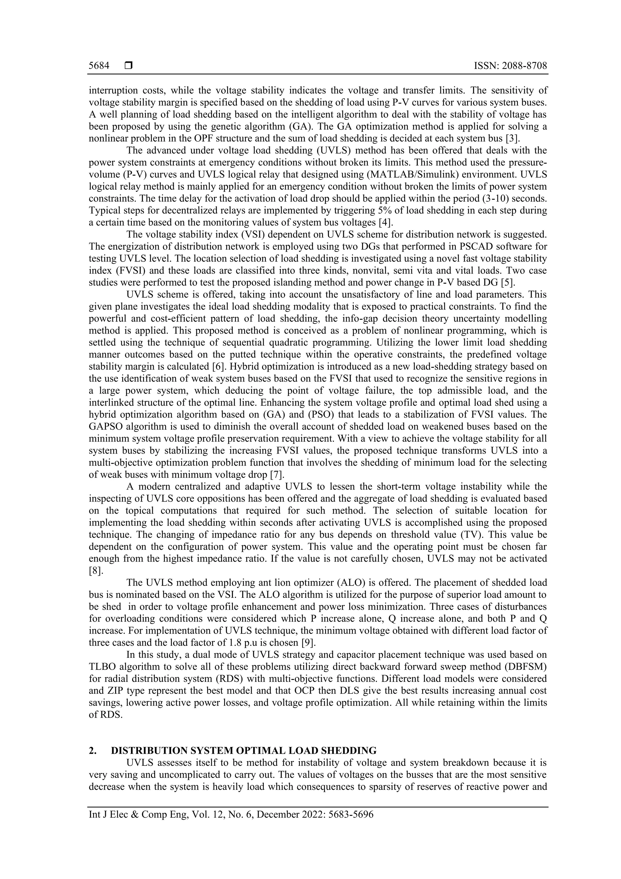 Dual techniques of load shedding and capacitor placement considering load models for optimal ...