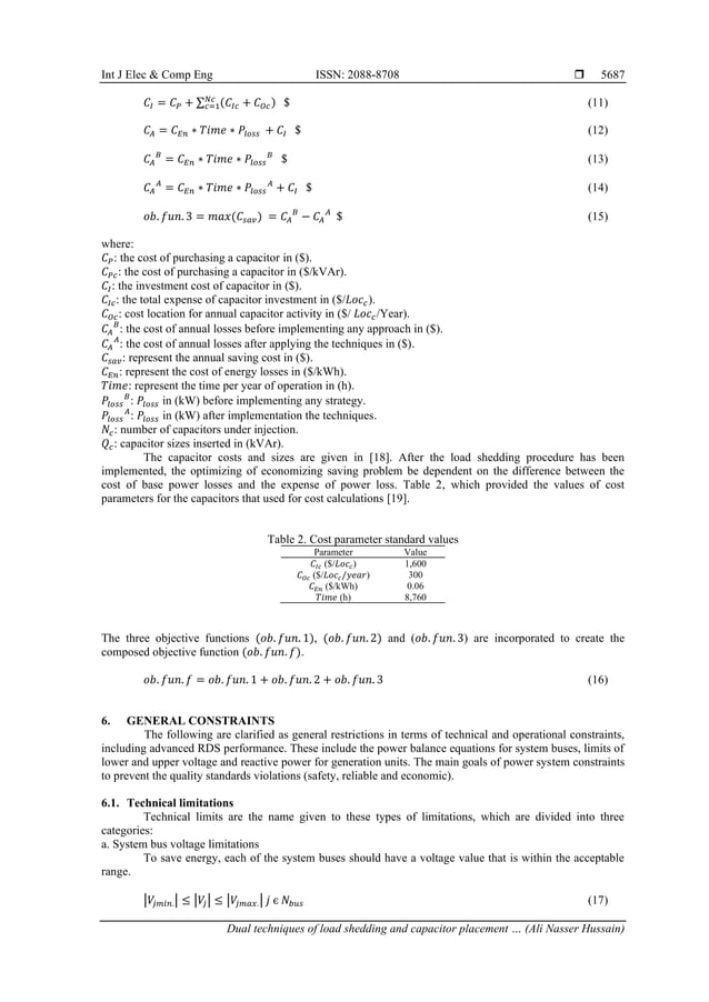 Dual techniques of load shedding and capacitor placement considering load models for optimal ...