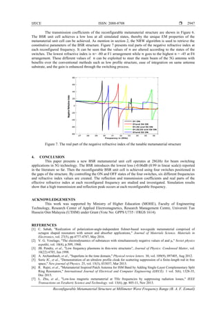 Reconfigurable Metamaterial Structure at Millimeter Wave Frequency Range | PDF | Physics | Science
