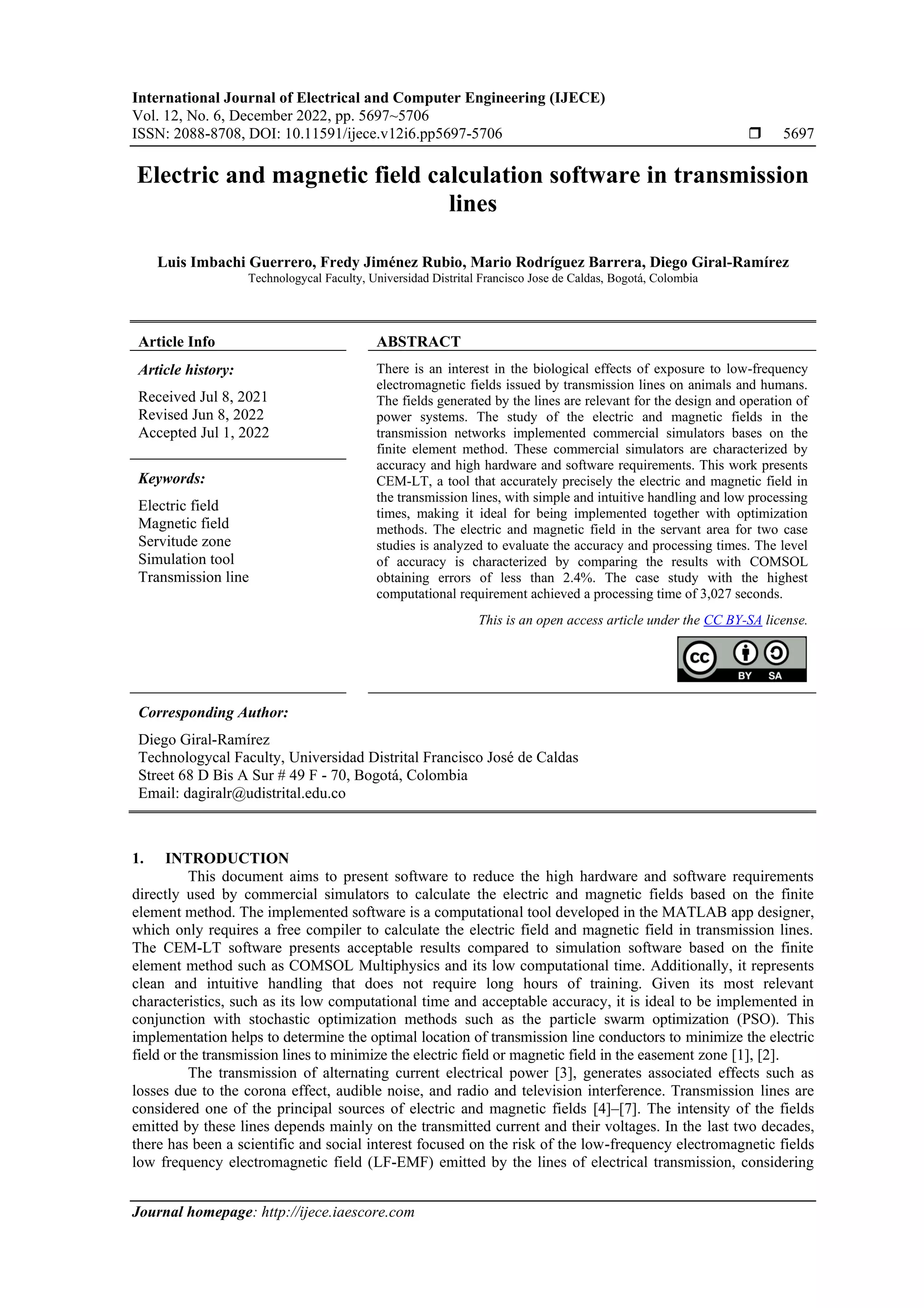 Electric and magnetic field calculation software in transmission lines | PDF