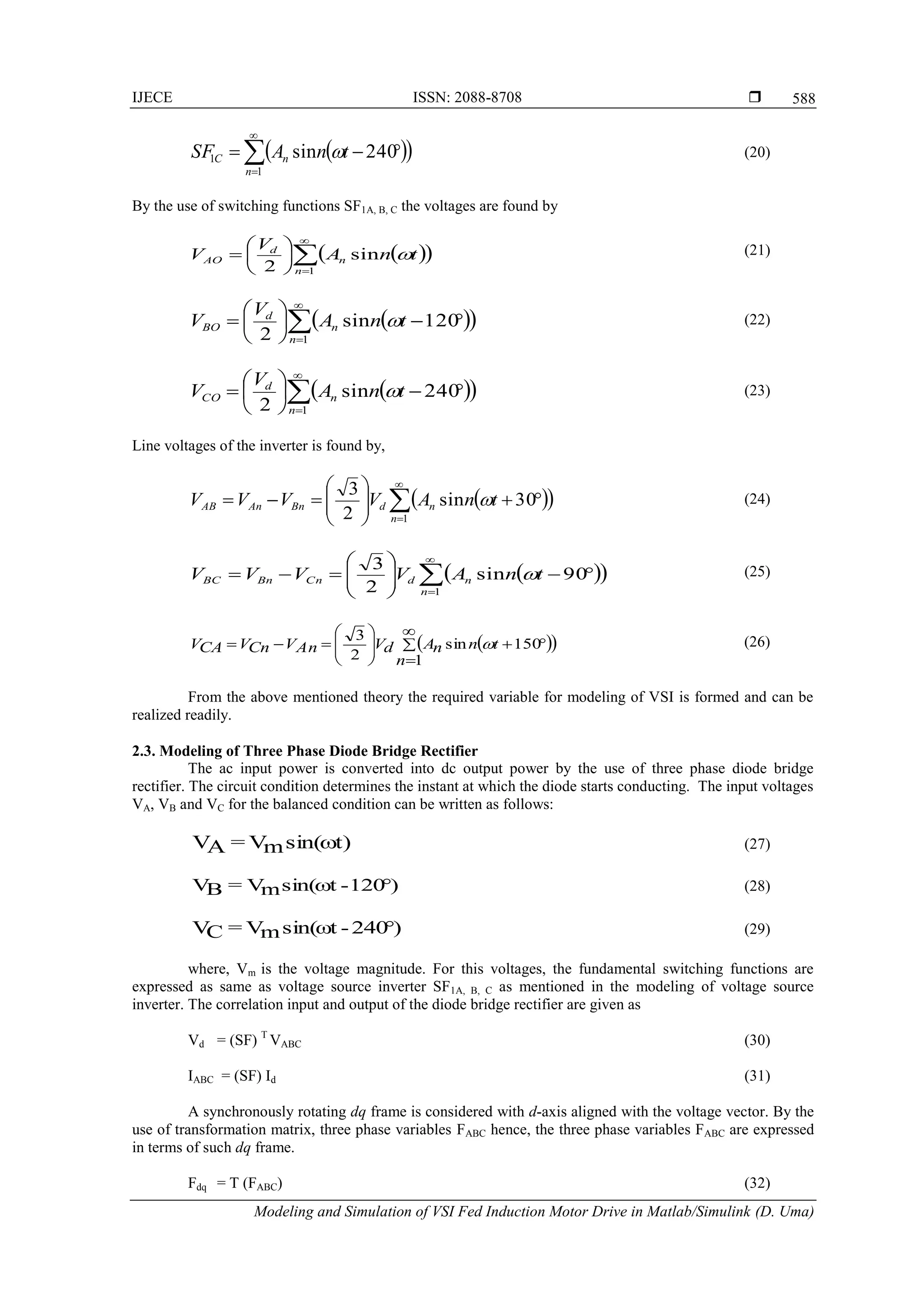 Modeling and Simulation of VSI Fed Induction Motor Drive in Matlab/Simulink | PDF