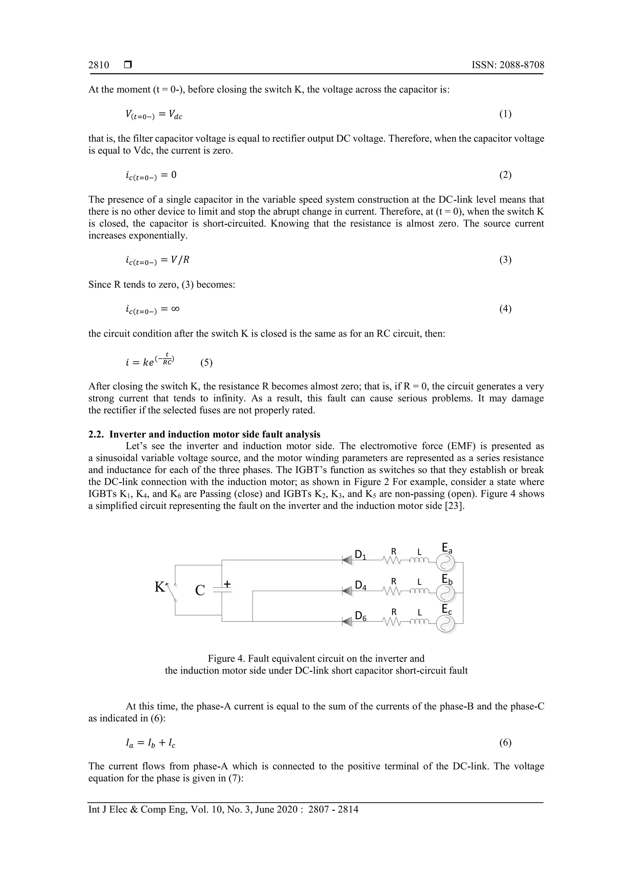 Short-circuit fault diagnosis of the DC-Link capacitor and its impact ...
