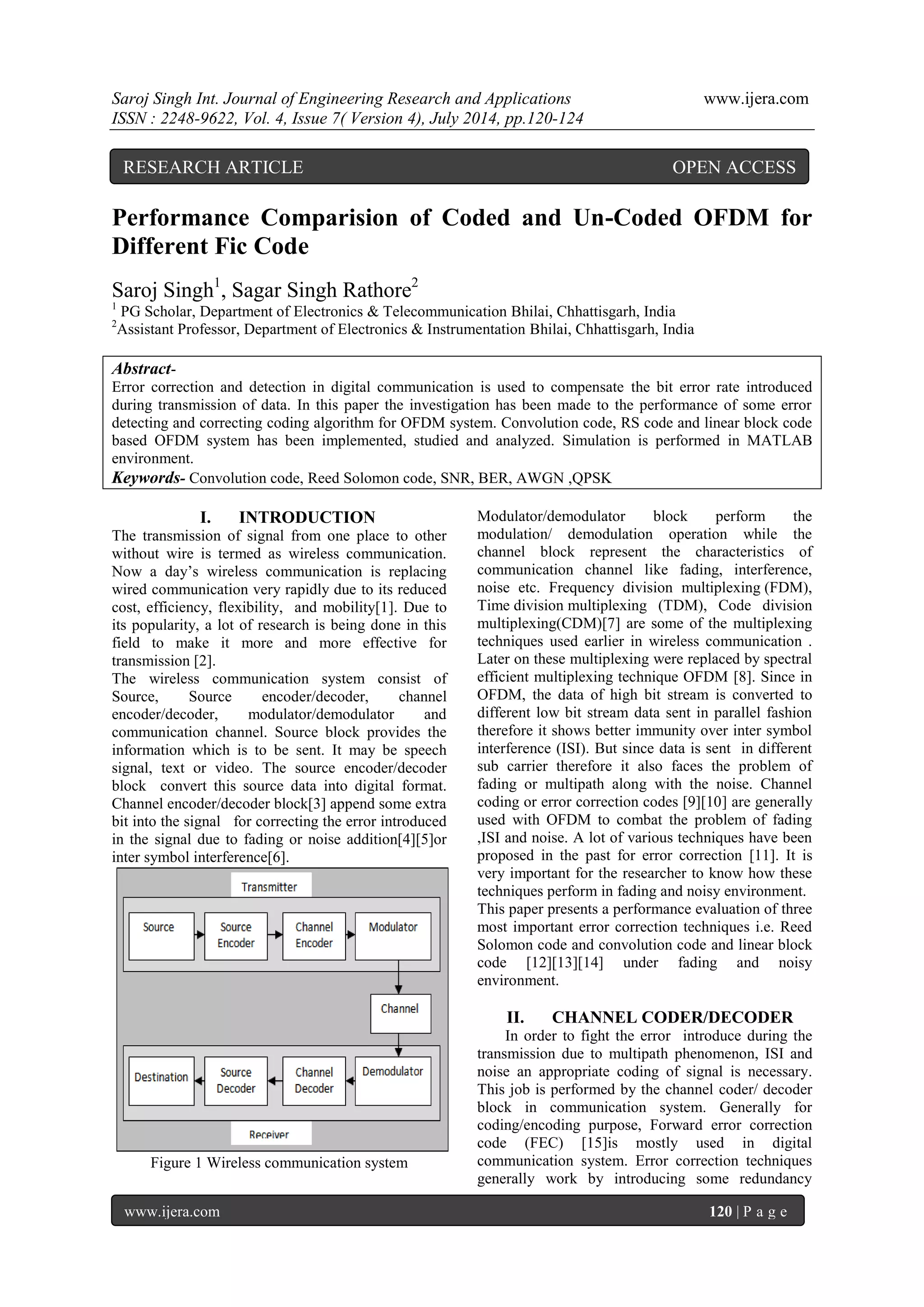 Performance Comparision of Coded and Un-Coded OFDM for Different Fic Code | PDF | Programming ...