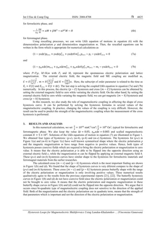 Hysteresis Loops for Magnetoelectric Multiferroics Using Landau-Khalatnikov Theory | PDF