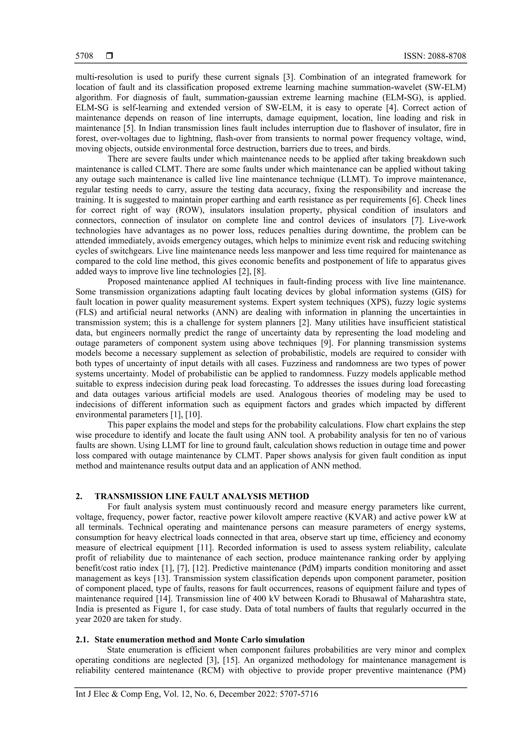 Application Of Artificial Intelligence In Early Fault Detection Of Transmission Line A Case