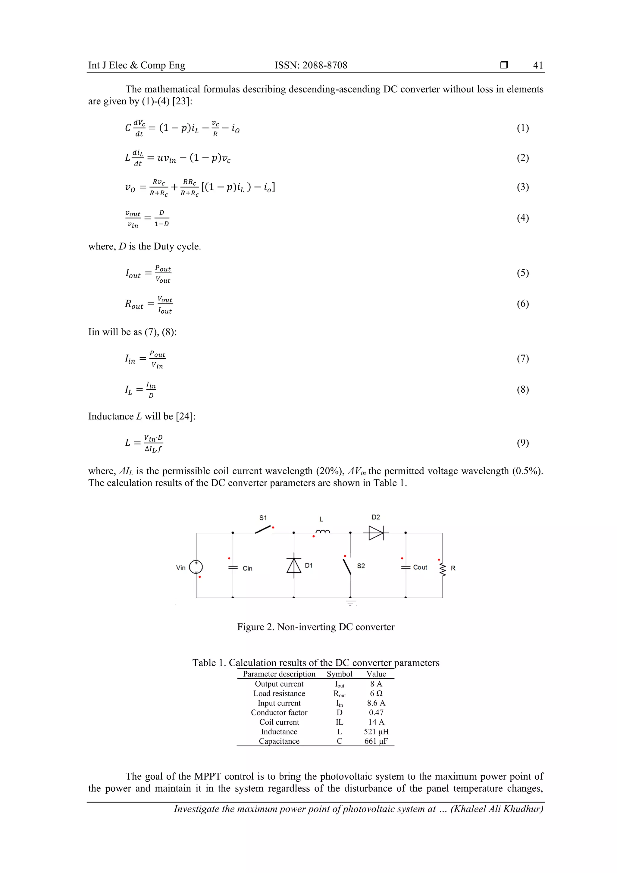 Investigate the maximum power point of photovoltaic system at different environmental conditions ...