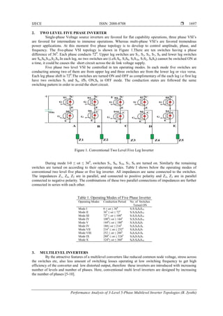 Performance Analysis of 3-Level 5-Phase Multilevel Inverter Topologies | PDF
