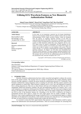 Utilizing ECG Waveform Features as New Biometric Authentication Method | PDF