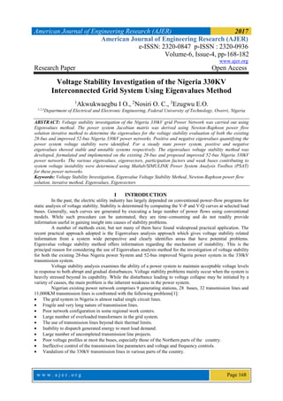 Voltage Stability Investigation of the Nigeria 330KV Interconnected Grid System Using ...