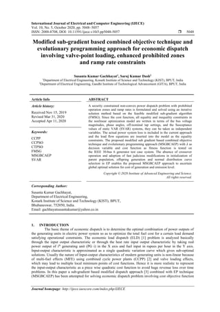 Modified sub-gradient based combined objective technique and evolutionary programming approach ...