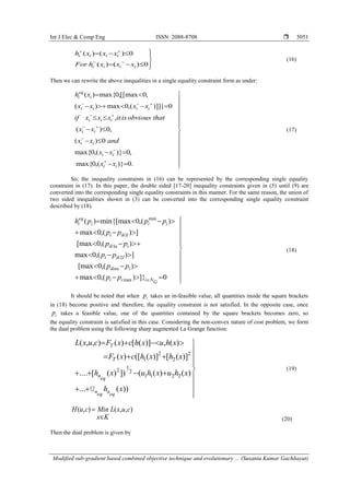 Modified sub-gradient based combined objective technique and ...