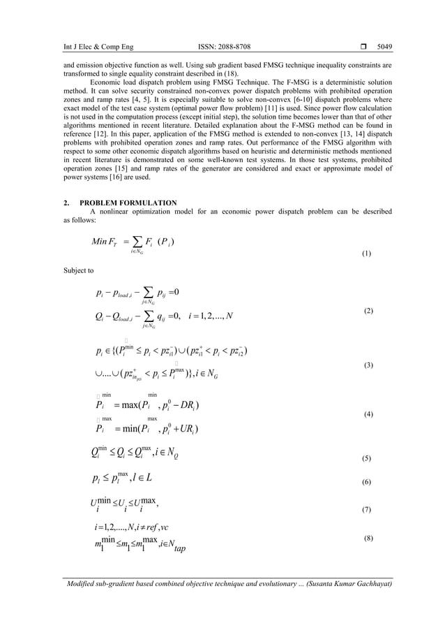 Modified Sub Gradient Based Combined Objective Technique And Evolutionary Programming Approach