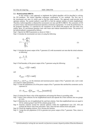 Hybrid method for solving the non smooth cost function economic dispatch problem | PDF