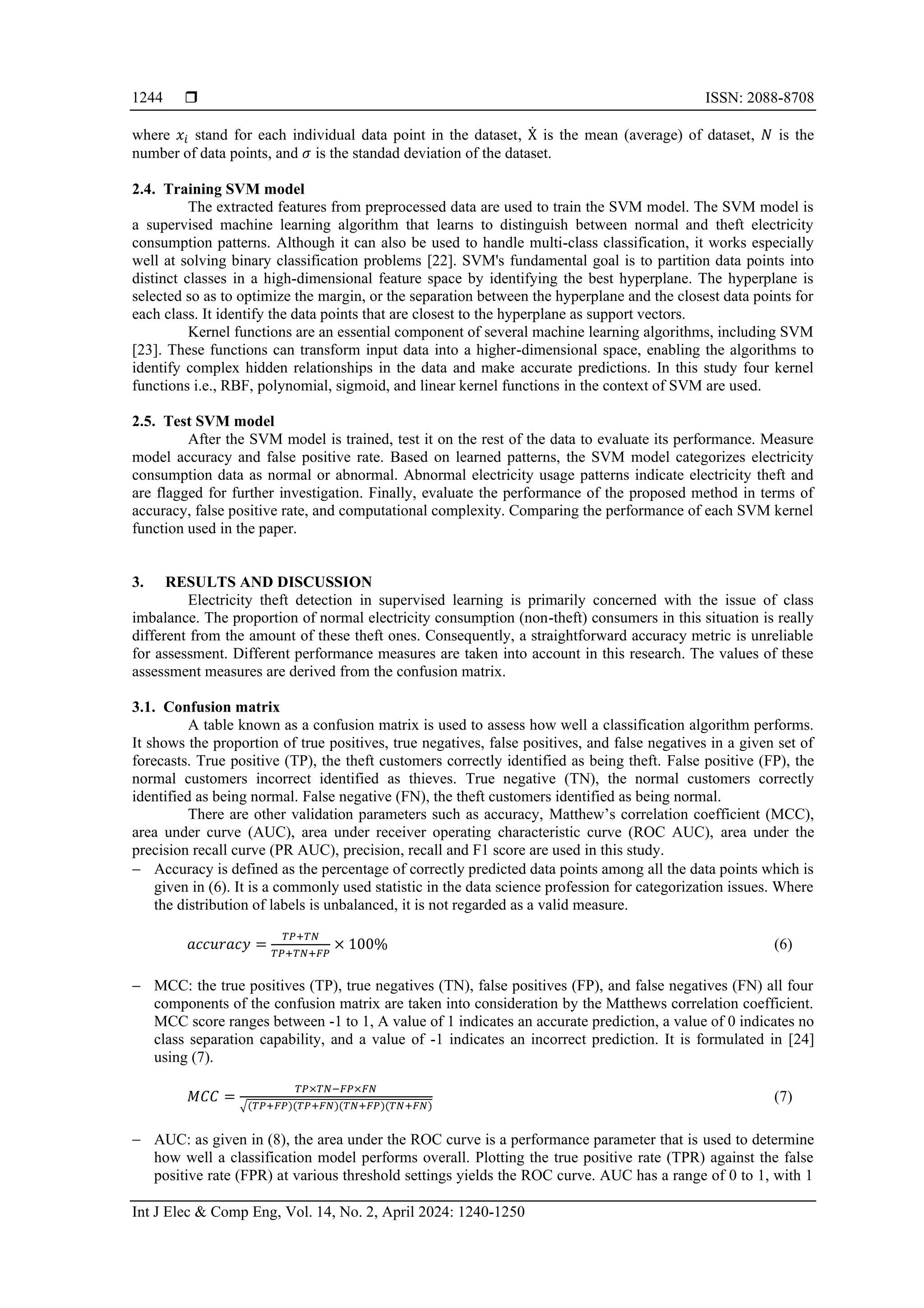 Machine Learning Based Electricity Theft Detection Using Support Vector
