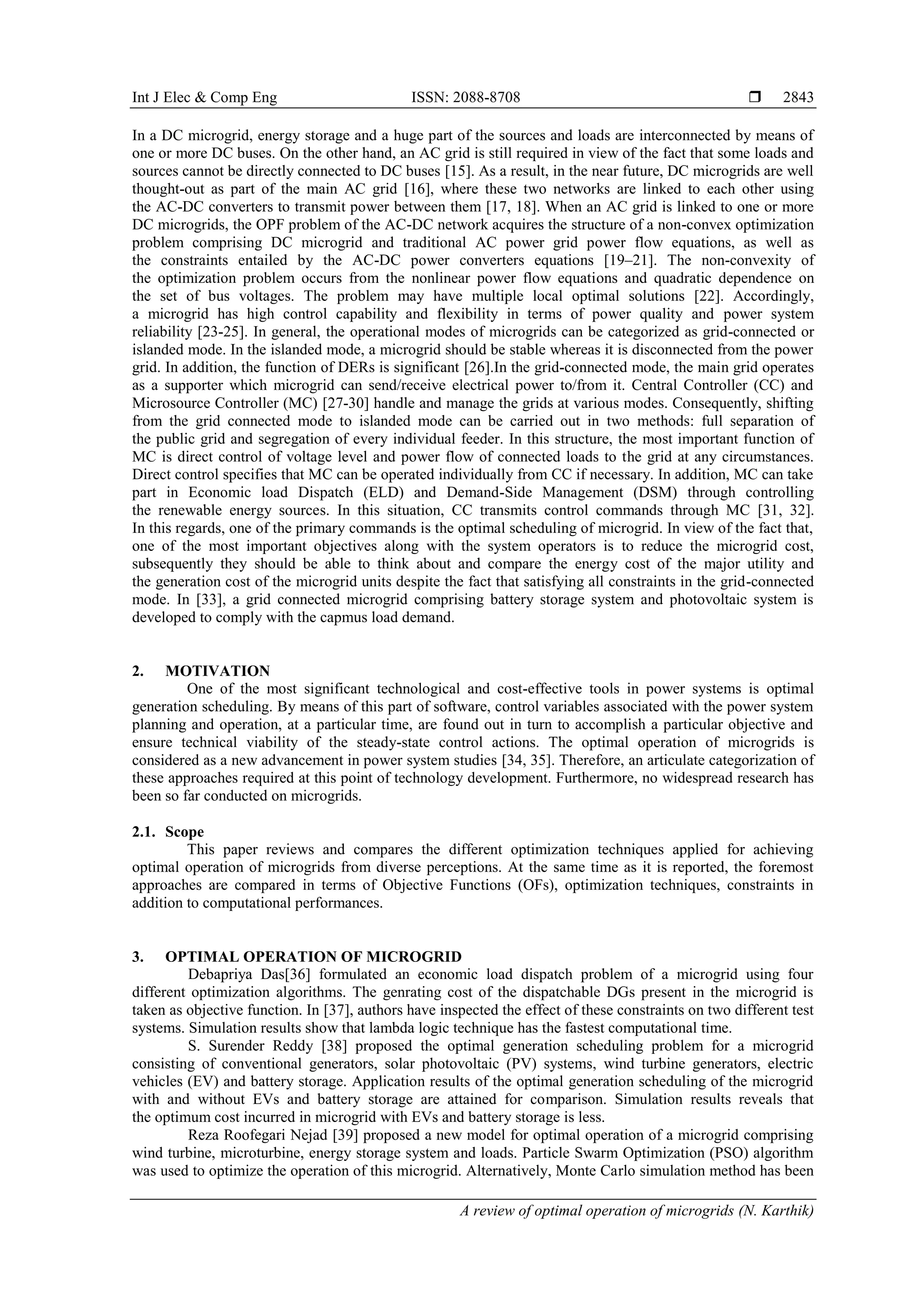 A Review Of Optimal Operation Of Microgrids Pdf