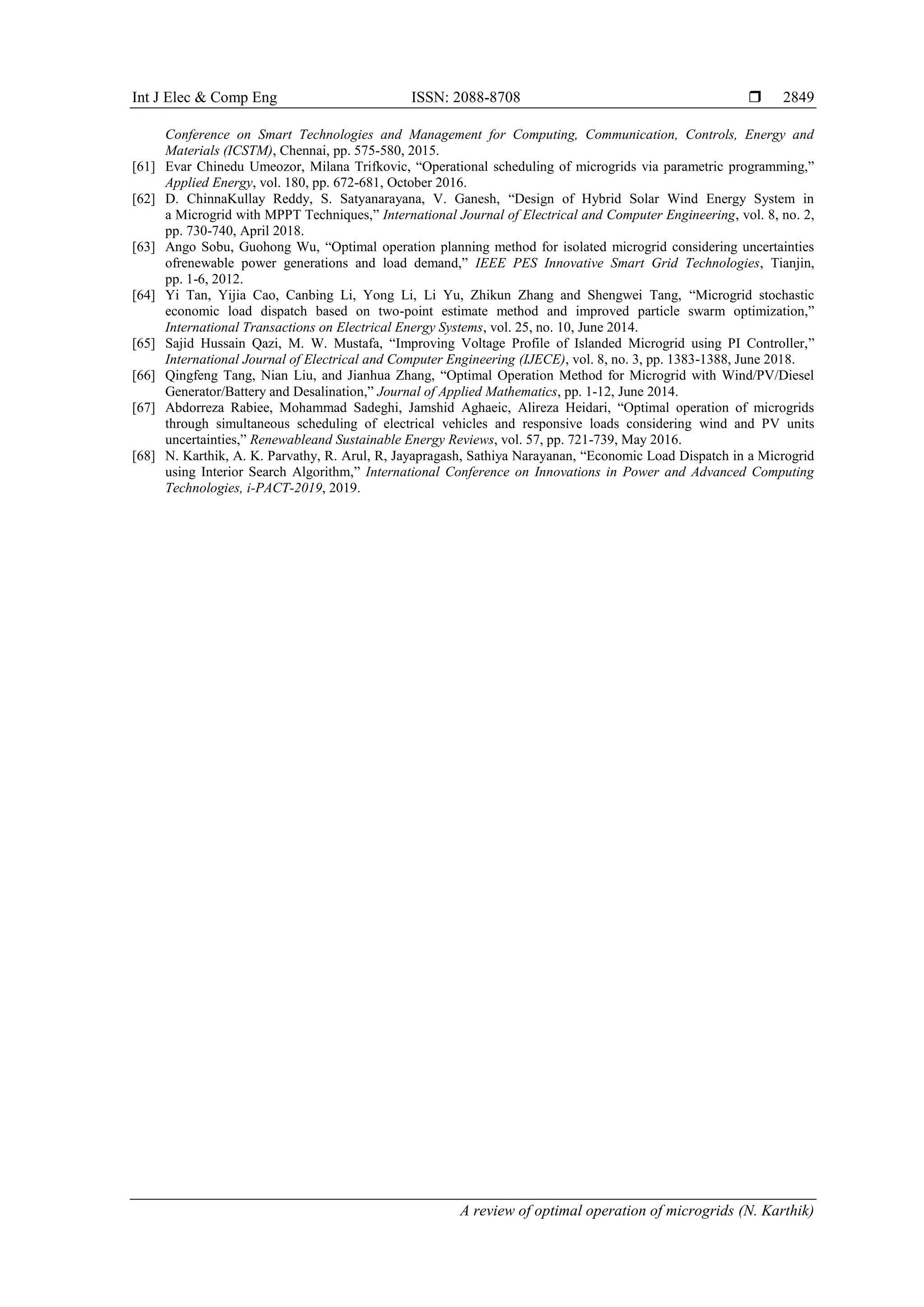 A review of optimal operation of microgrids | PDF