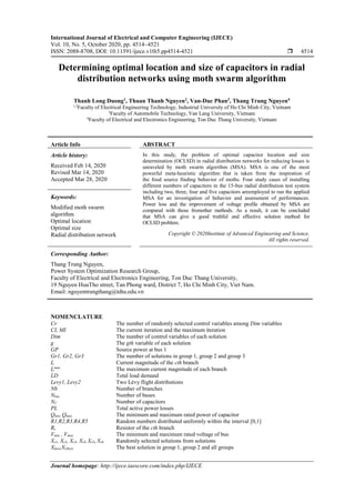 Determining optimal location and size of capacitors in radial distribution networks using moth ...