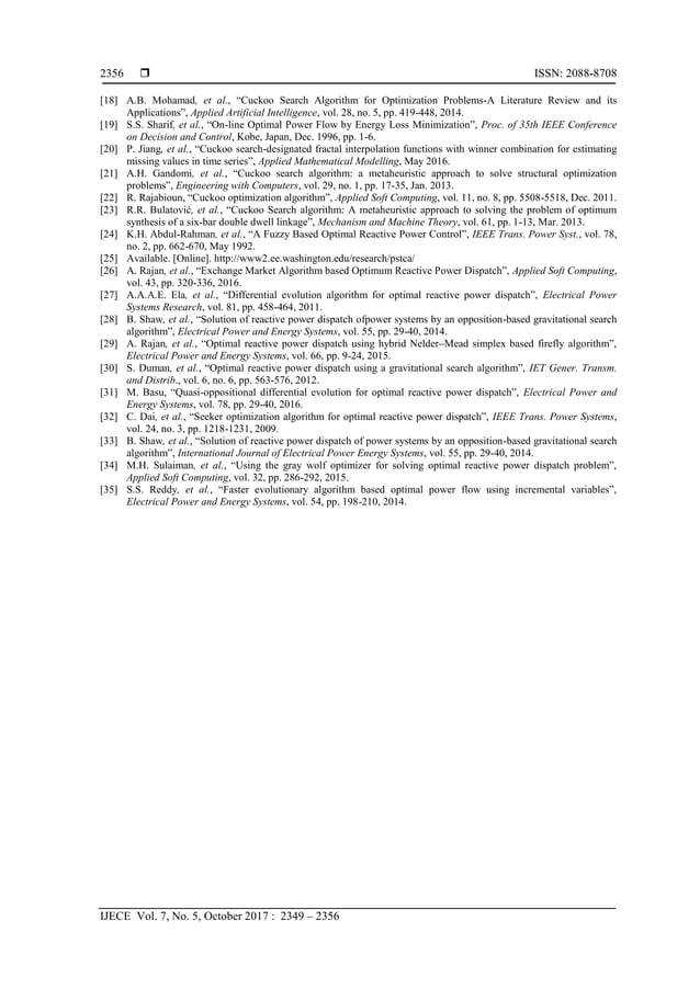 Optimal Reactive Power Scheduling Using Cuckoo Search Algorithm | PDF