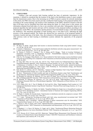 Permanent Fault Location in Distribution System Using Phasor Measurement Units (PMU) in Phase ...