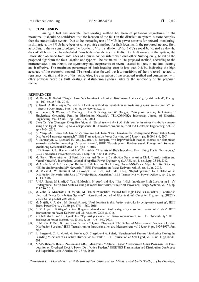 Permanent Fault Location in Distribution System Using Phasor ...