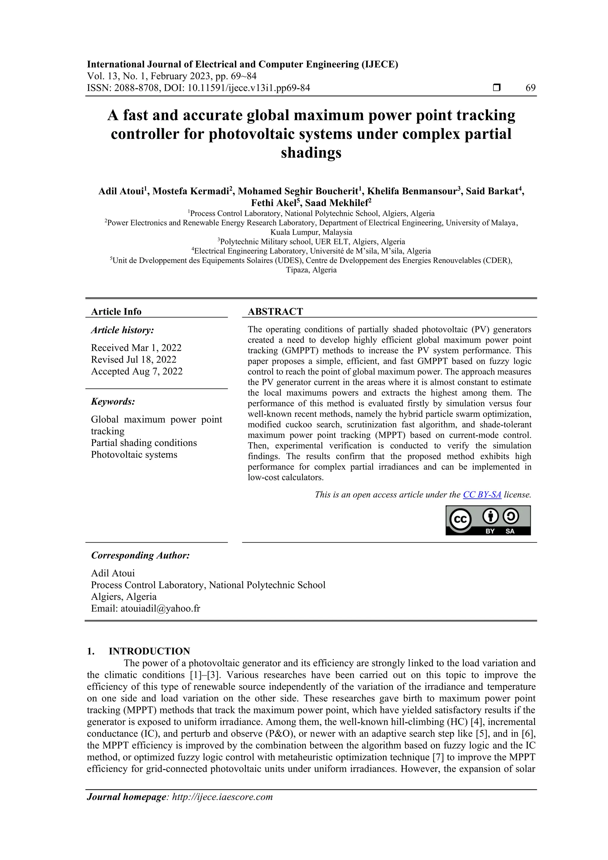 A fast and accurate global maximum power point tracking controller for photovoltaic systems ...